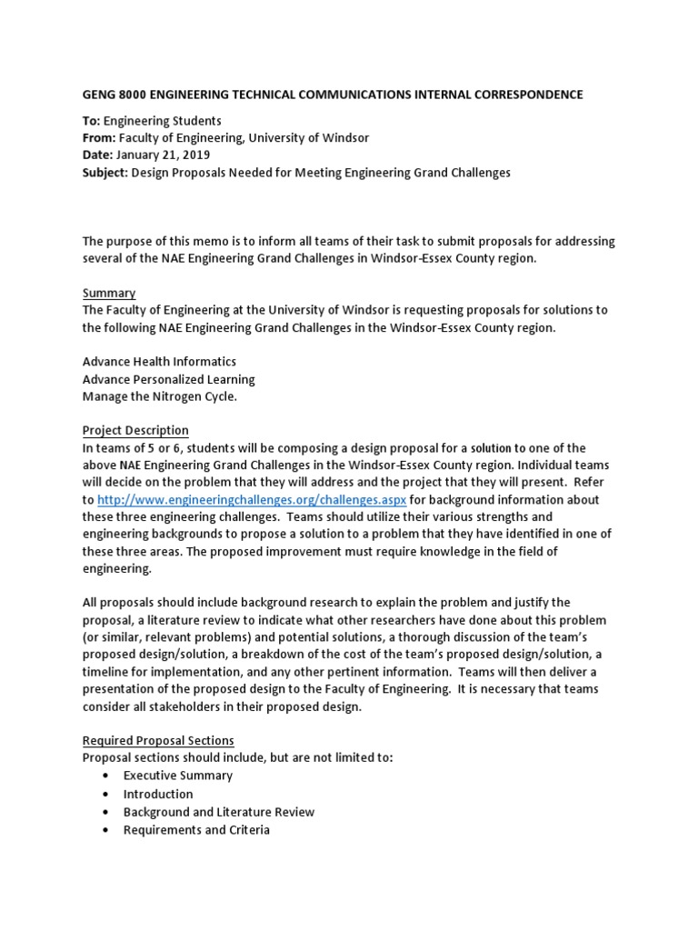 GENG 8000 Final Project Memo - W19 Final | PDF | Engineering | Design