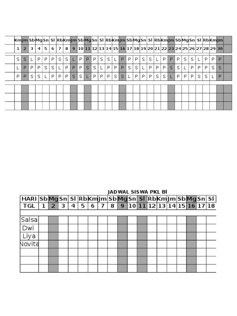 Contoh Jadwal Non Shift | PDF