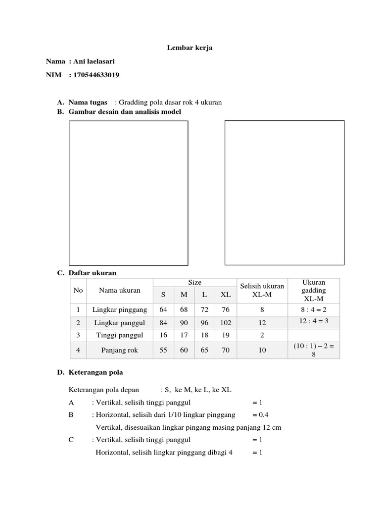 Grading Pola Dasar Wanita 4 Ukuran | PDF