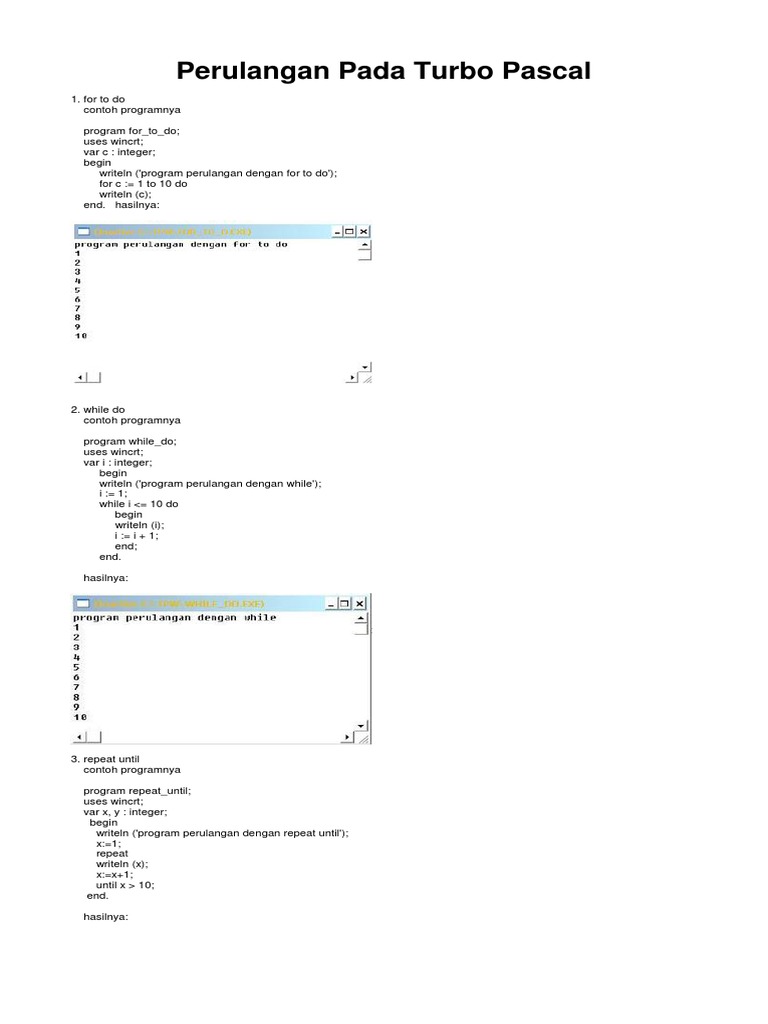 Perulangan Pada Turbo Pascal | PDF