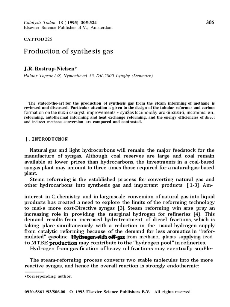 Production of Synthesis Gas | PDF | Adsorption | Methane