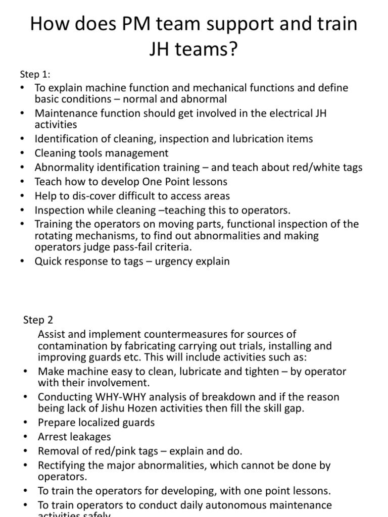How Does PM Team Support and Train JH Teams?: Step 1 | PDF | Machines ...