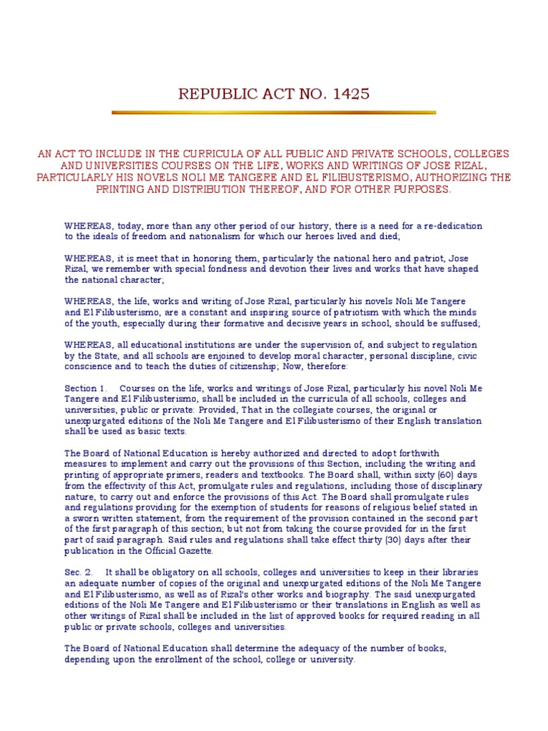Republic Act No 1425 | PDF | Philippines | Nationalism