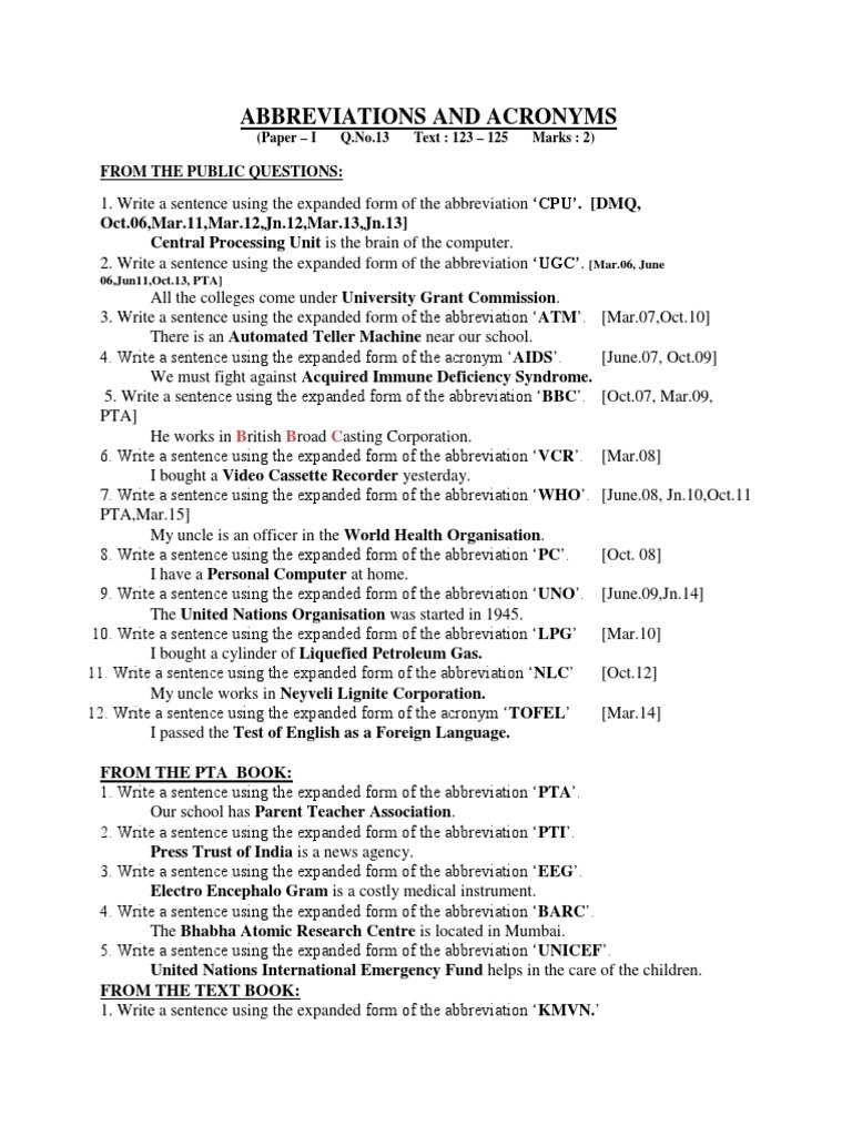 Abbreviation and Acronyms | PDF | Acronym | Laser