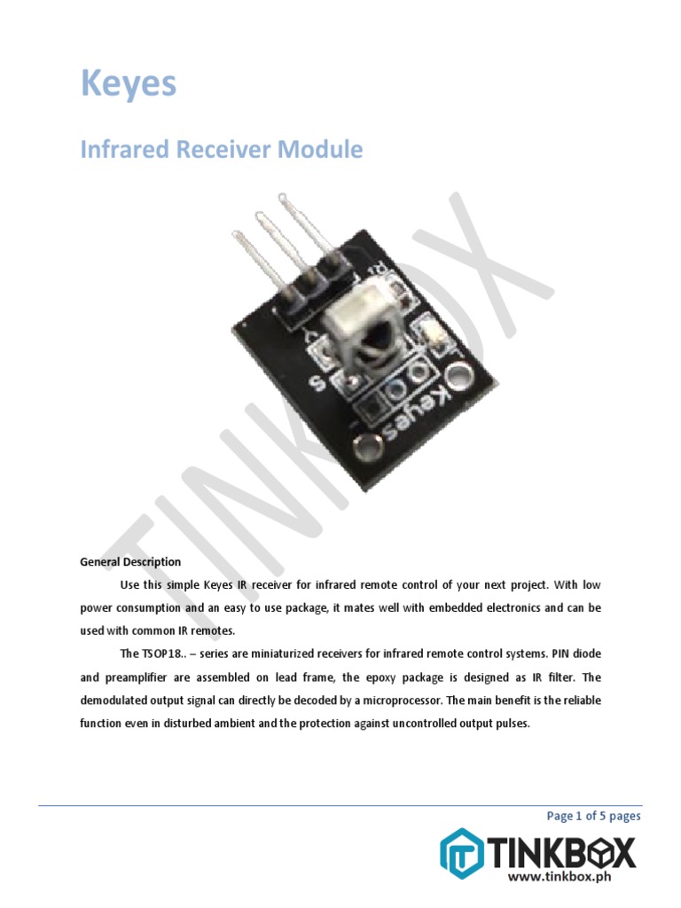 Keyes - Infrared Receiver Module | PDF | Remote Control | Arduino