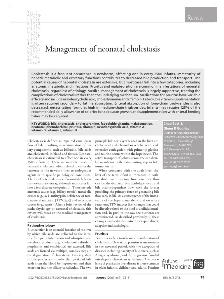 Management of Neonatal Cholestasis PDF | PDF | Vitamin A | Bile