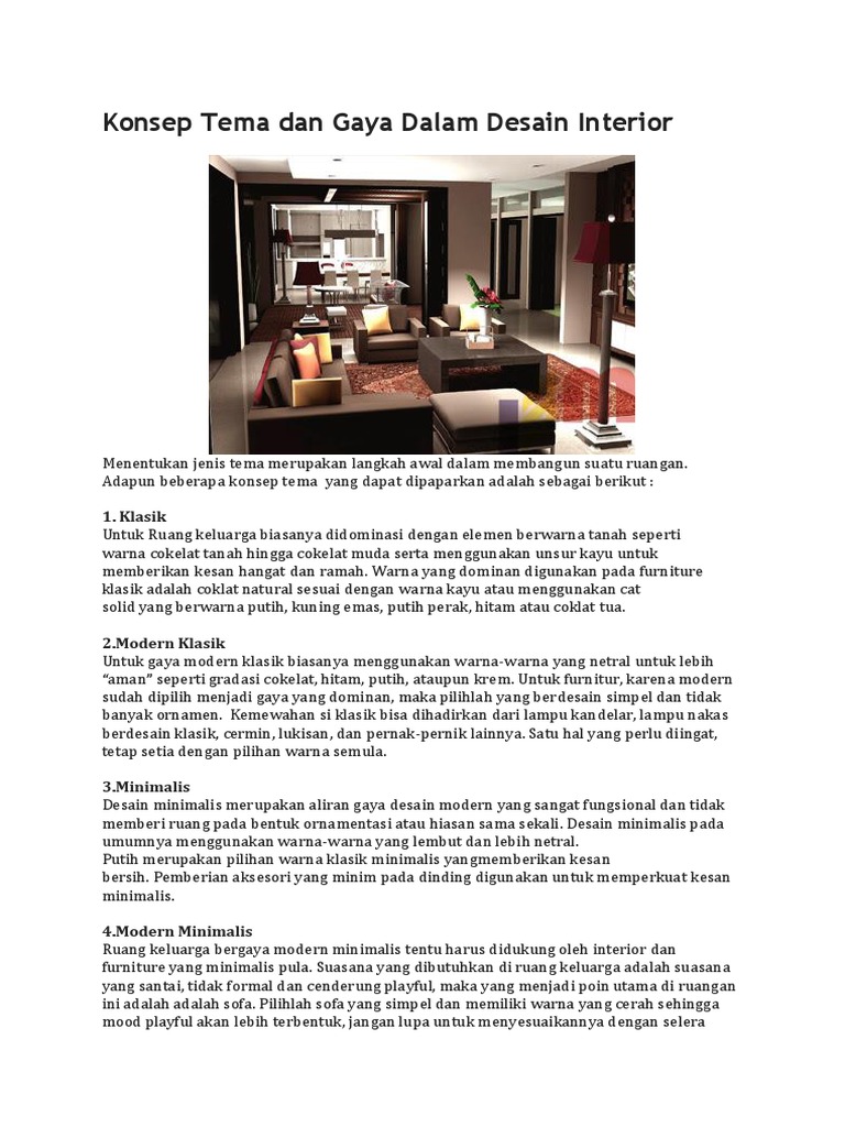 Tema dan Gaya Desain Interior | PDF