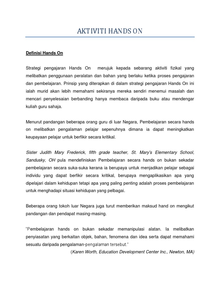 Aktiviti Hands On | PDF
