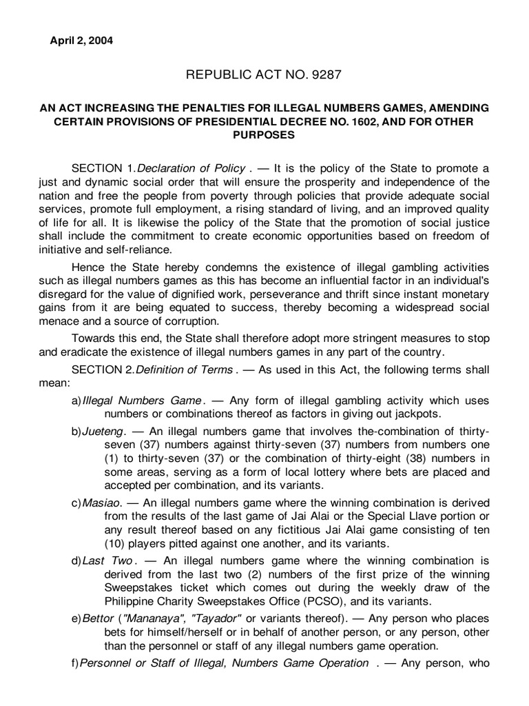 Republic Act No. 9287: April 2, 2004 | PDF | Crime & Violence | Crime ...