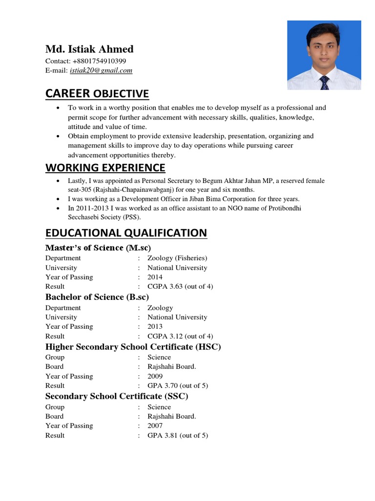 MD Istiak Ahmed... CV | PDF
