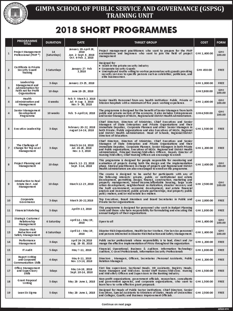 GIMPA SPSG Short Programmes 10.11.17 Full Pg(2) | Health Care | Public ...
