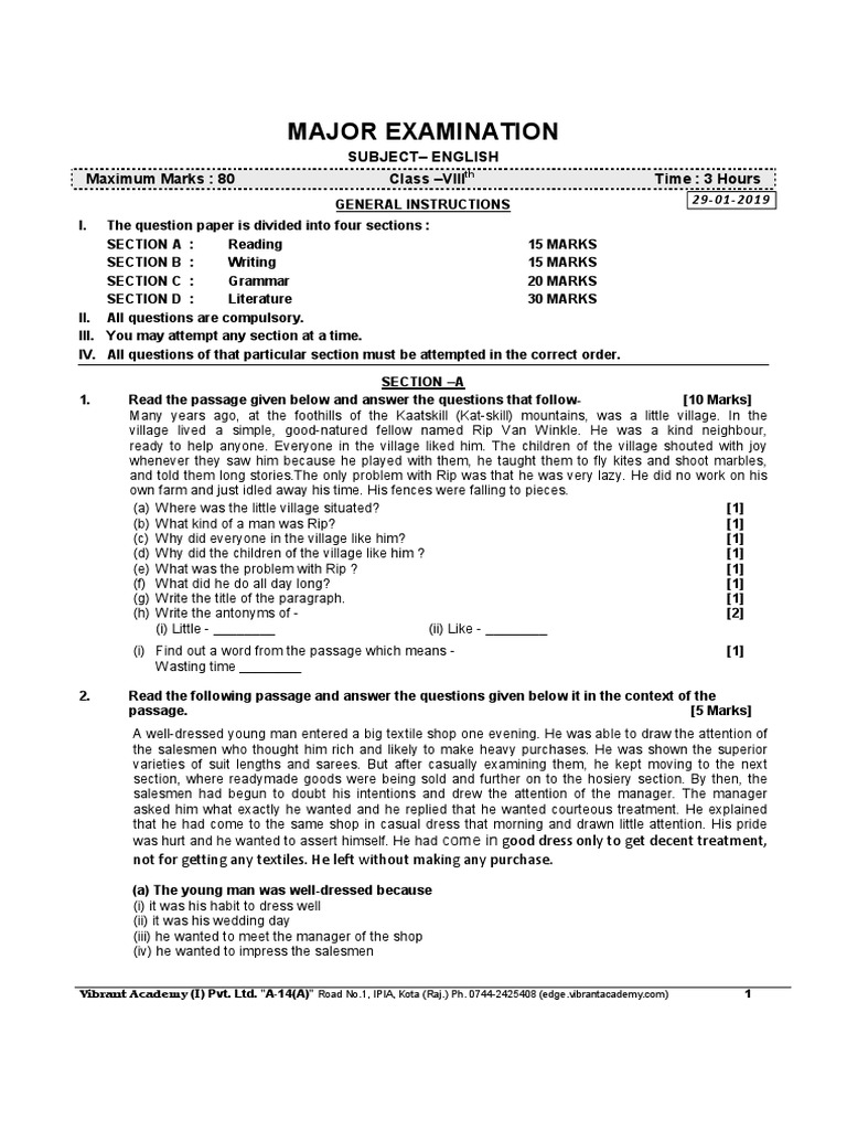 English Class 8th | PDF