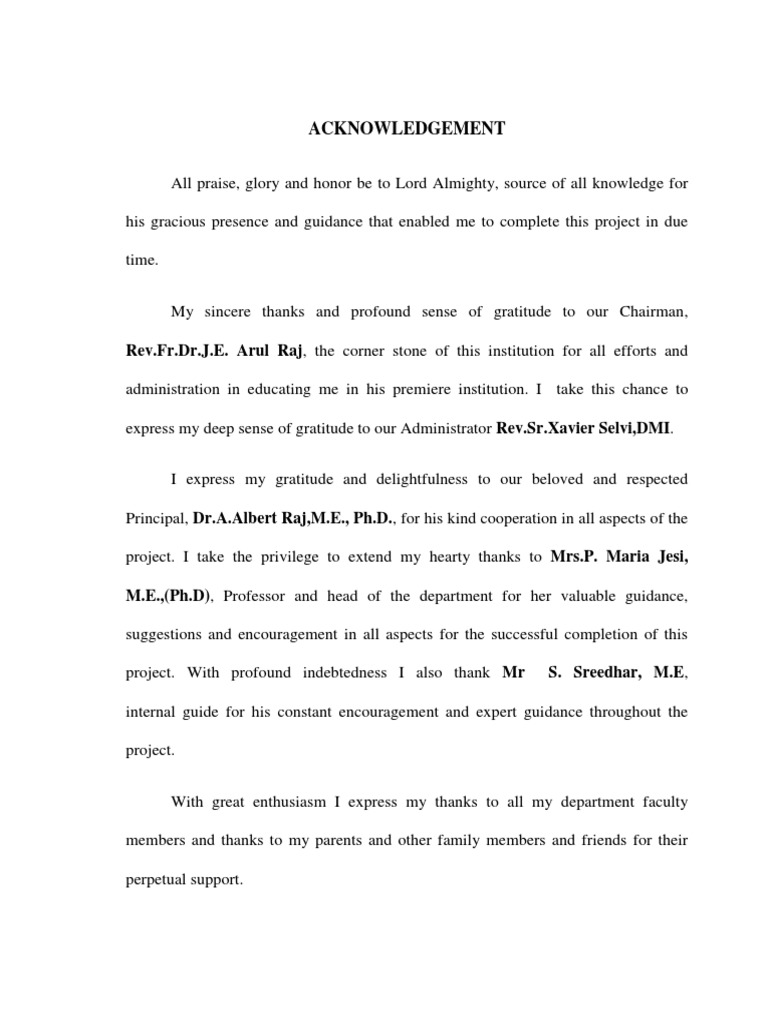 Acknowledgement: Rev - Fr.Dr.J.E. Arul Raj, The Corner Stone of This ...