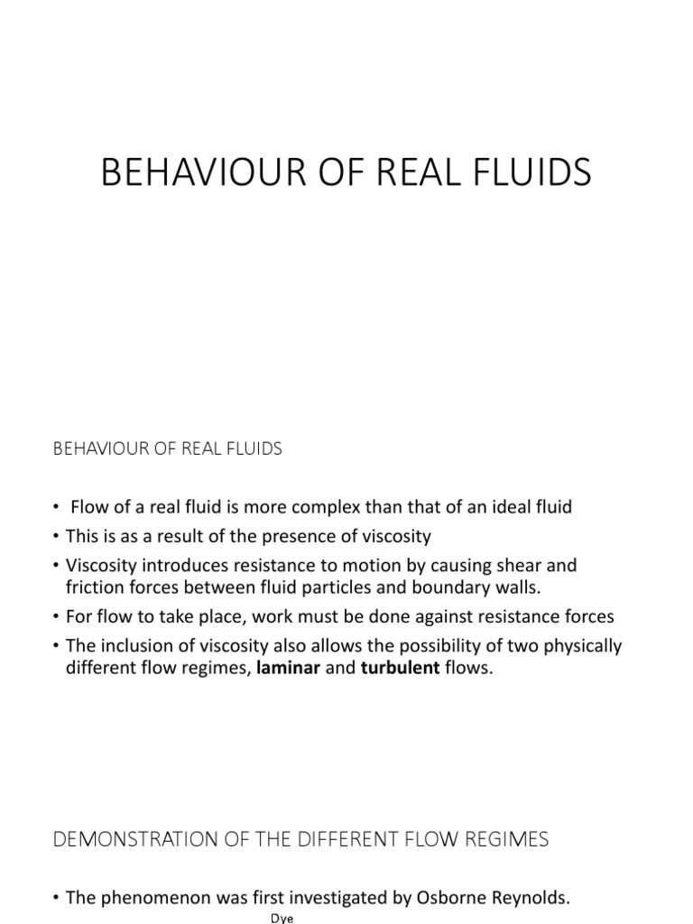 Behaviour of Real Fluids | PDF | Fluid Dynamics | Reynolds Number