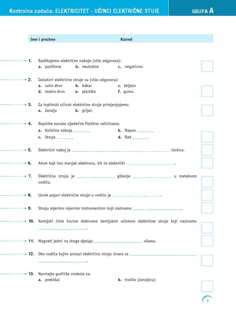 Ispiti Fizika 8 | PDF