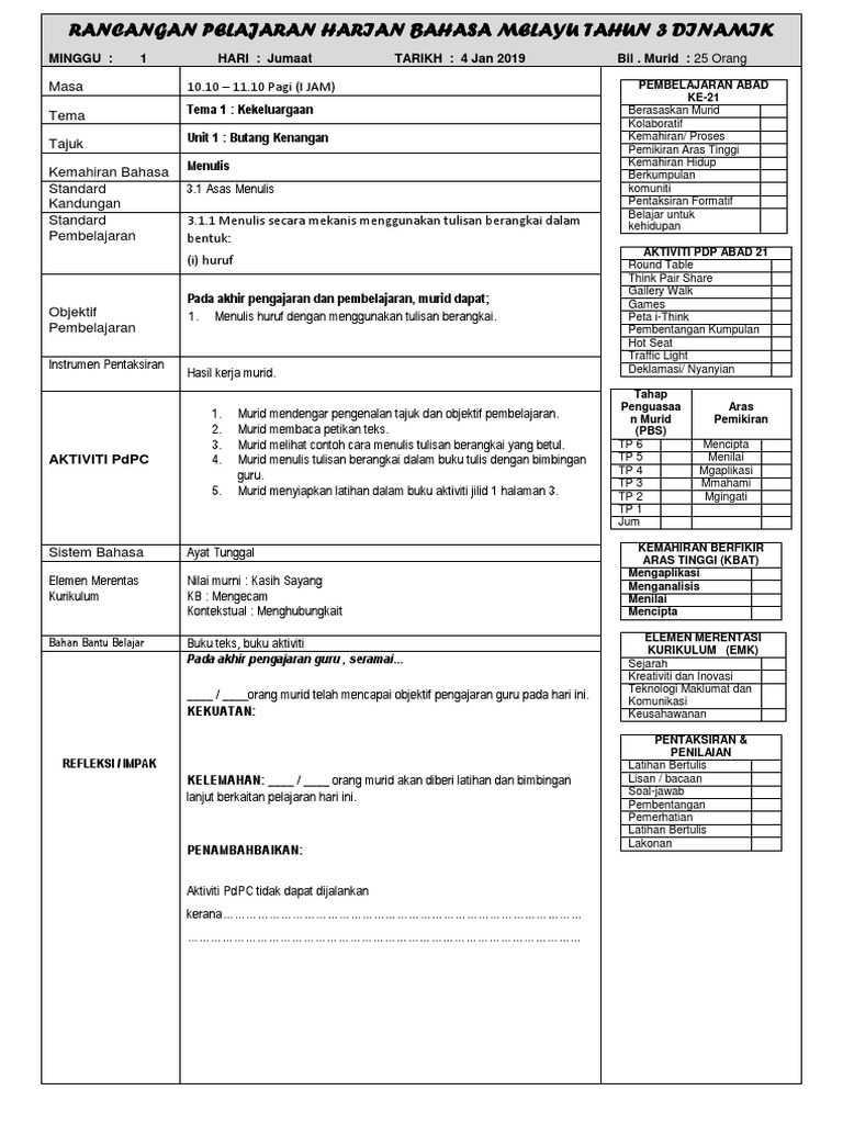 Templates RPH BM THN 3 | PDF