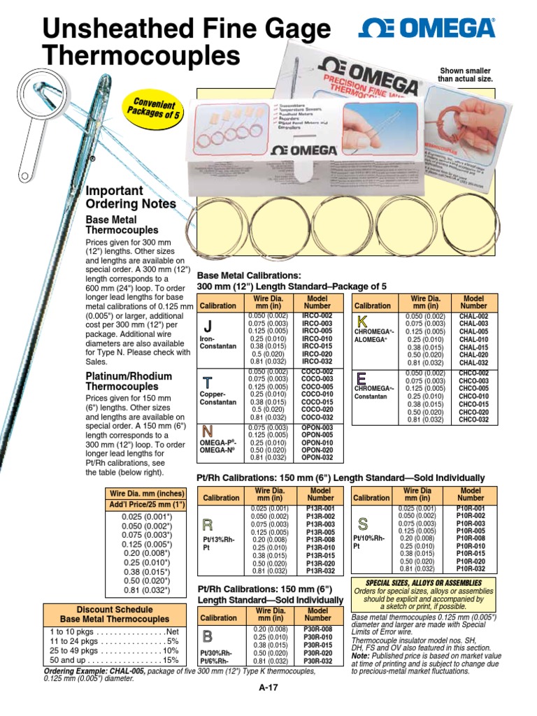 Important Ordering Notes: Convenient Packages of 5 | PDF | Thermocouple ...