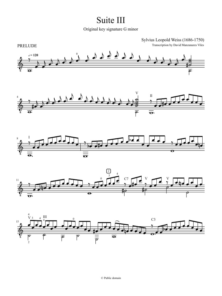 Sylvius Leopold Weiss - Lute Suite III Complete - Guitar Transcription ...