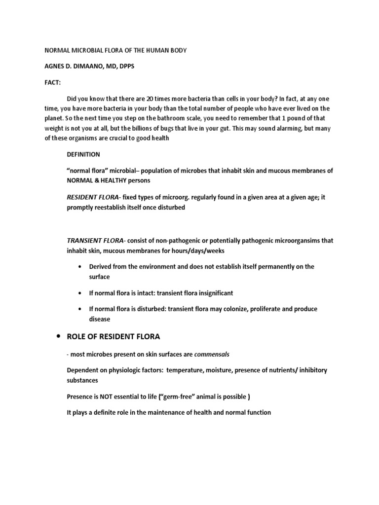 Normal Microbial Flora of The Human Body | Download Free PDF ...