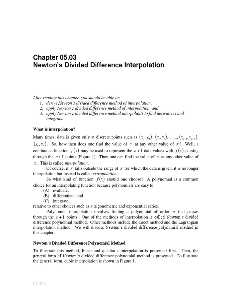 5-3 Newton - S Divided Difference Method | PDF | Interpolation ...