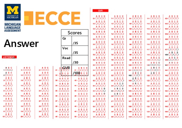 ECCE Answer Sheet Mine | PDF