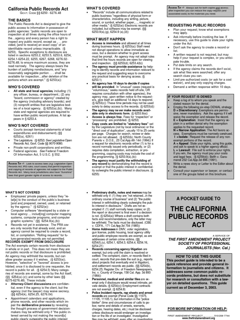 California Public Records Act | PDF