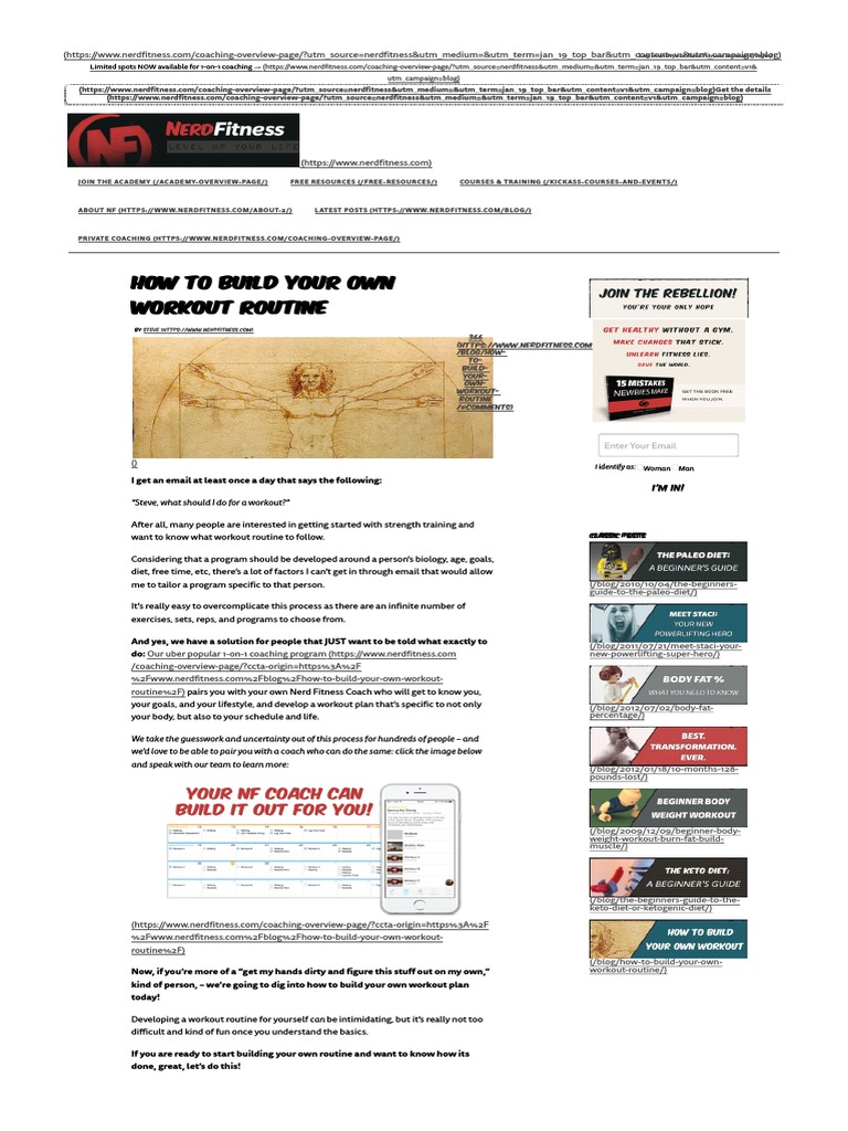 How To Build Your Own Workout Routine Nerd Fitness | PDF | Strength ...