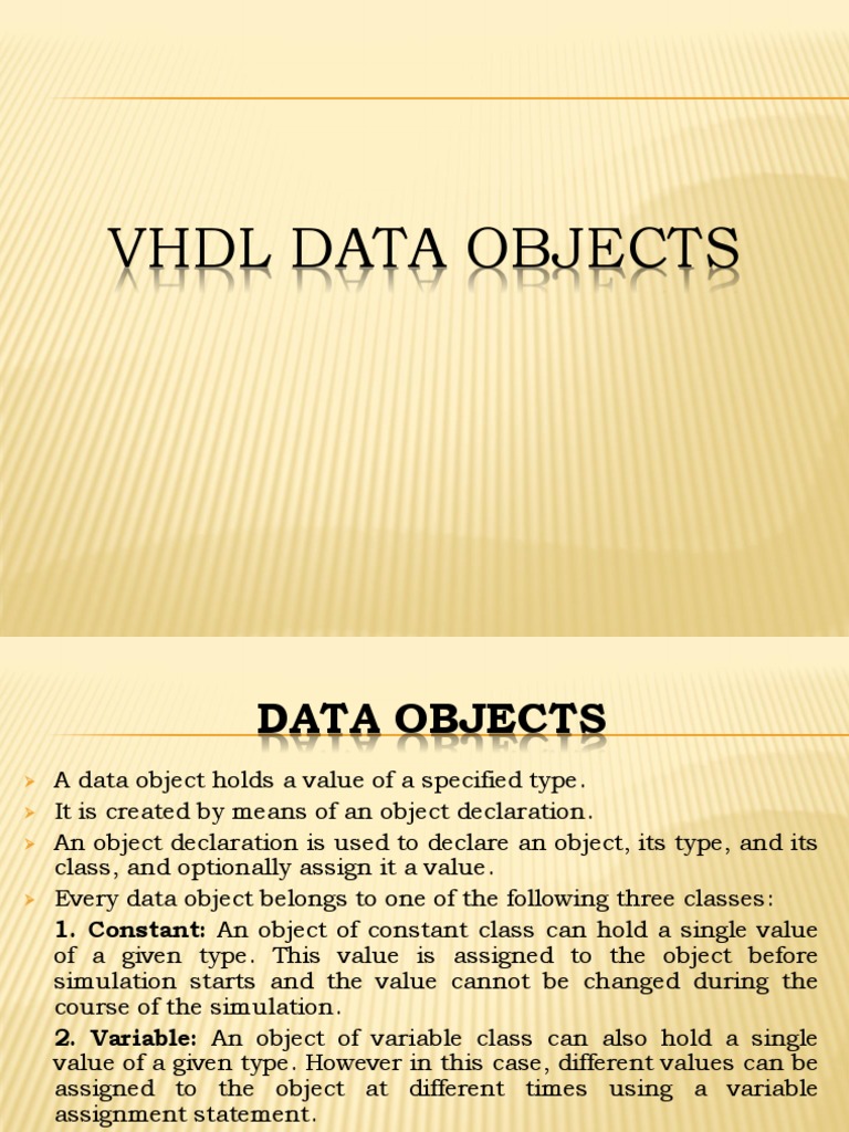 VHDL Data Objects | PDF | Variable (Computer Science) | Subroutine