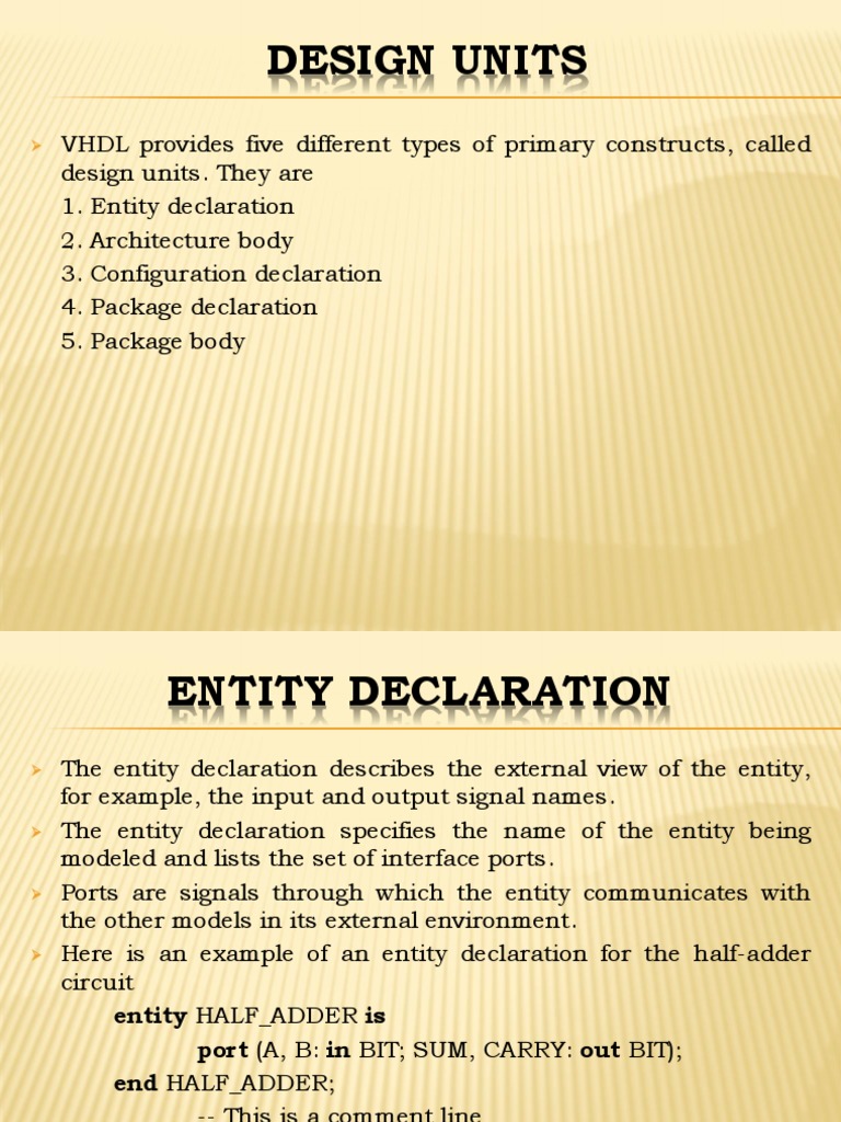 VHDL Design Units Overview | PDF | Vhdl | Computer Programming