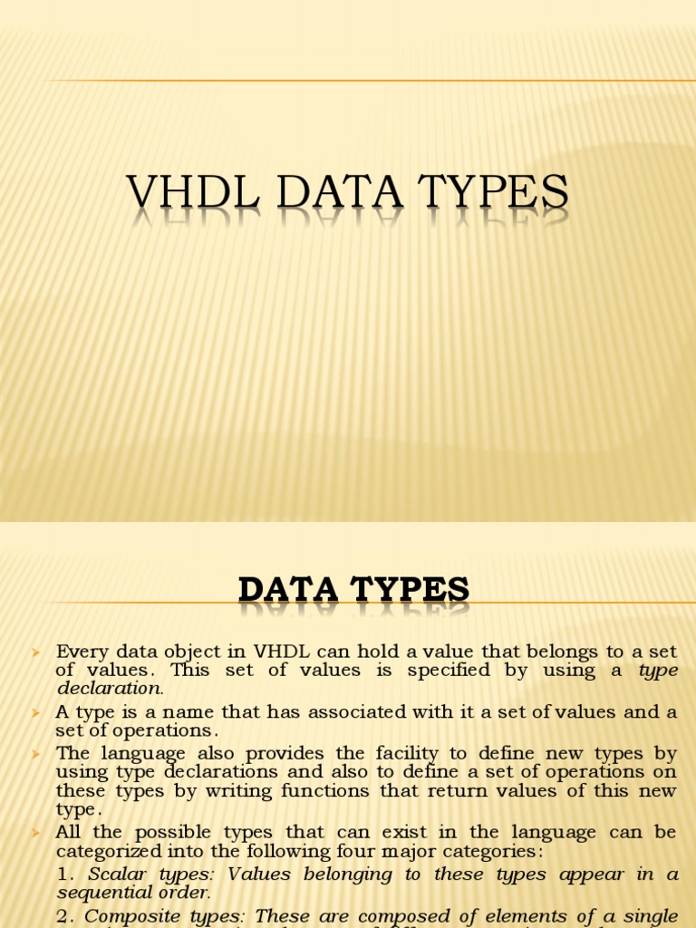 VHDL Data Types | PDF | Data Type | Array Data Type