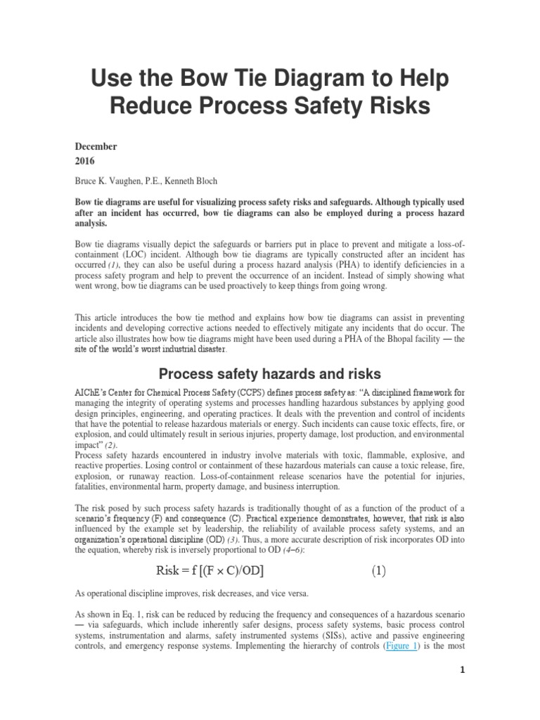 Use The Bow Tie Diagram To Help Reduce Process Safety Risks | PDF ...