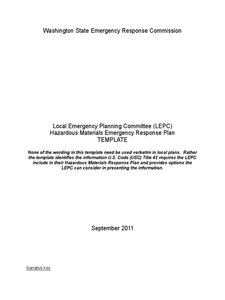 Washington State Emergency Response Commission: Narrative Key ...