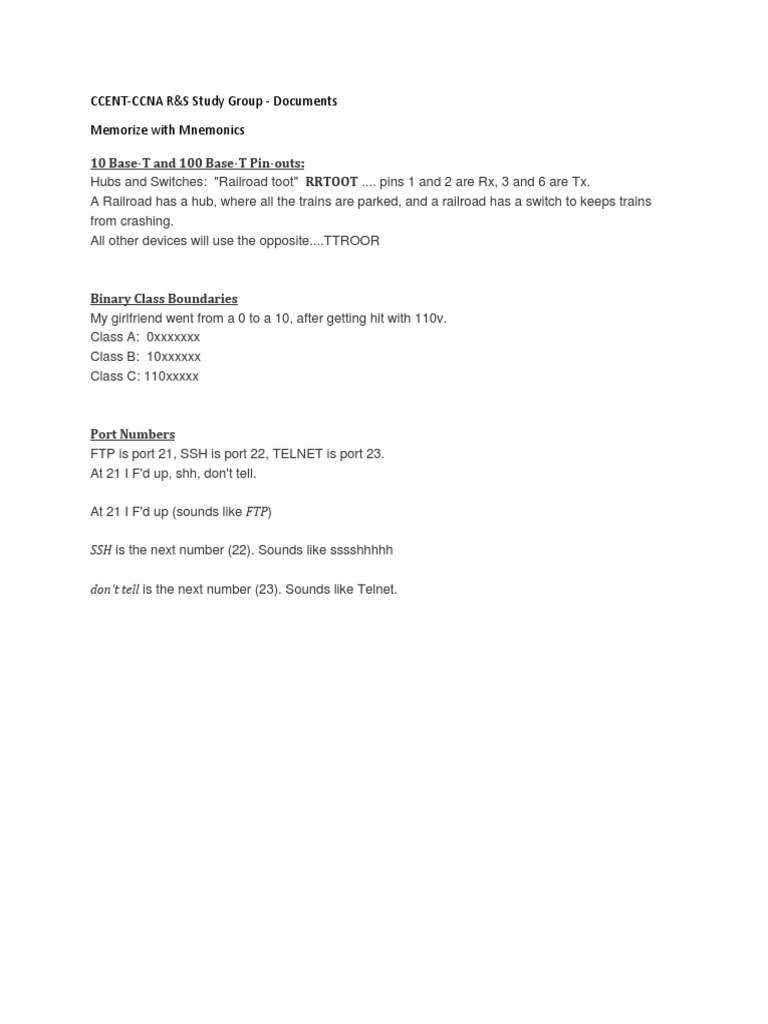 Memorize With Mnemonics | Download Free PDF | Networks | Internet