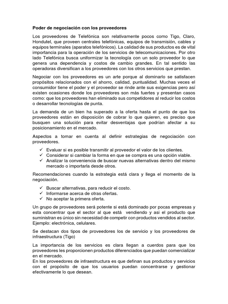 Poder de Negociación Con Los Proveedores | PDF | Teléfonos móviles ...