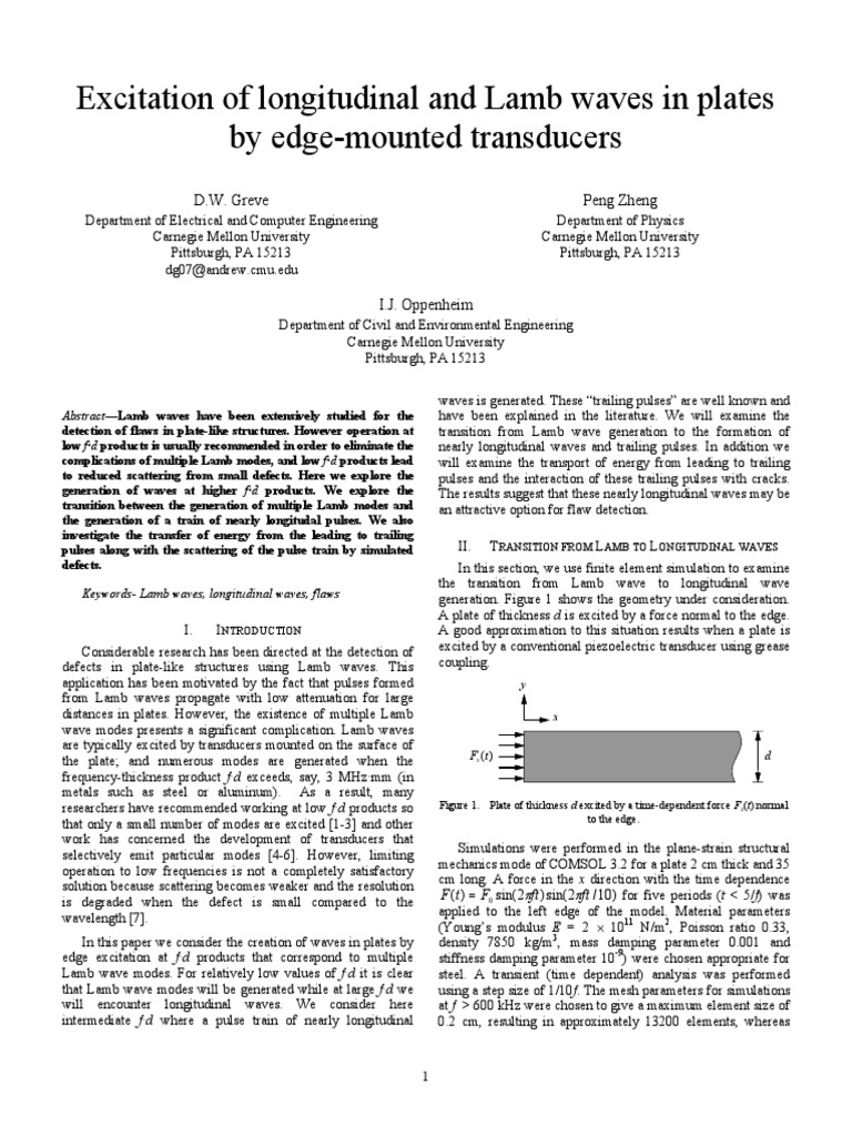 Excitation of Longitudinal and Lamb Waves in Plates by Edge-Mounted ...