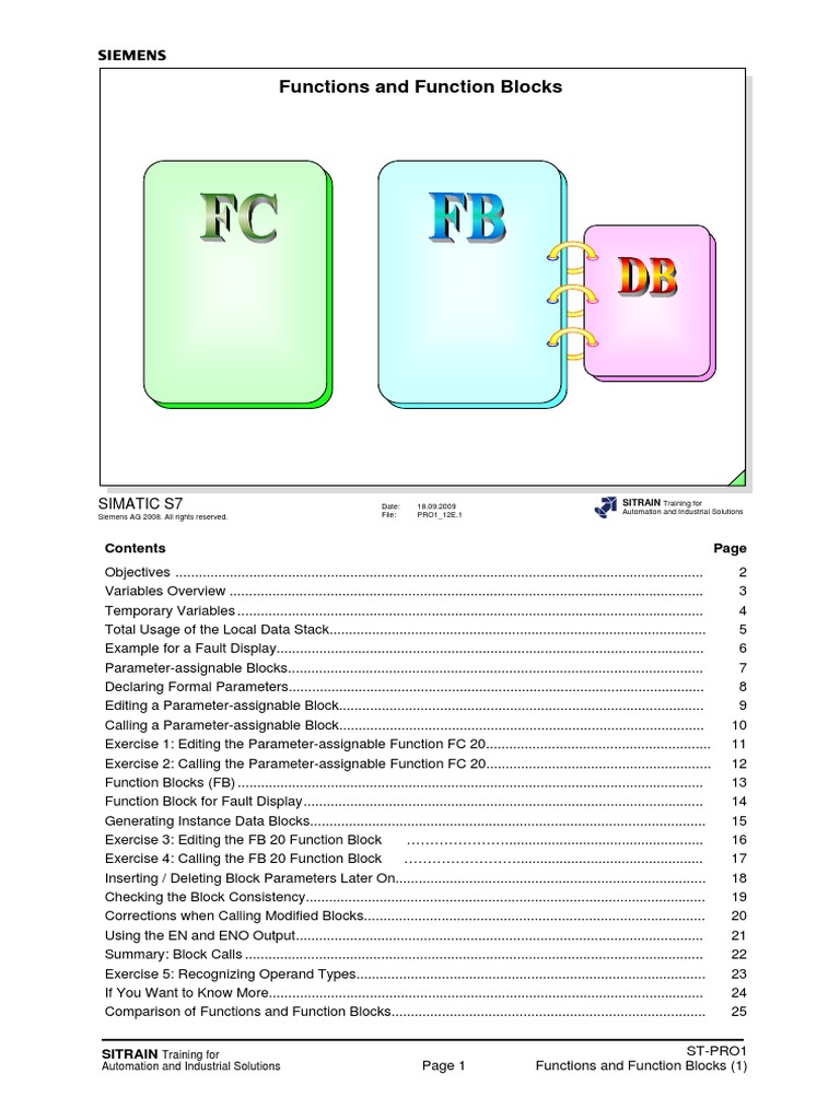 Functions and Function Blocks: Simatic S7 | PDF | Variable (Computer ...