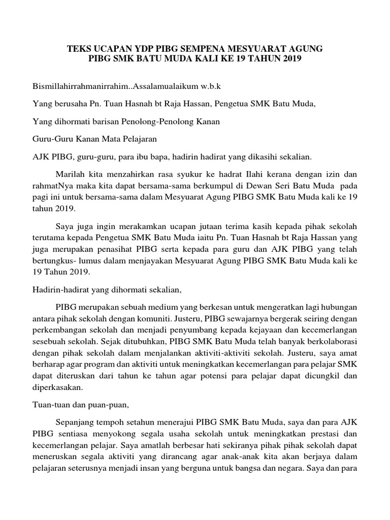 Teks Ucapan Ydp | PDF