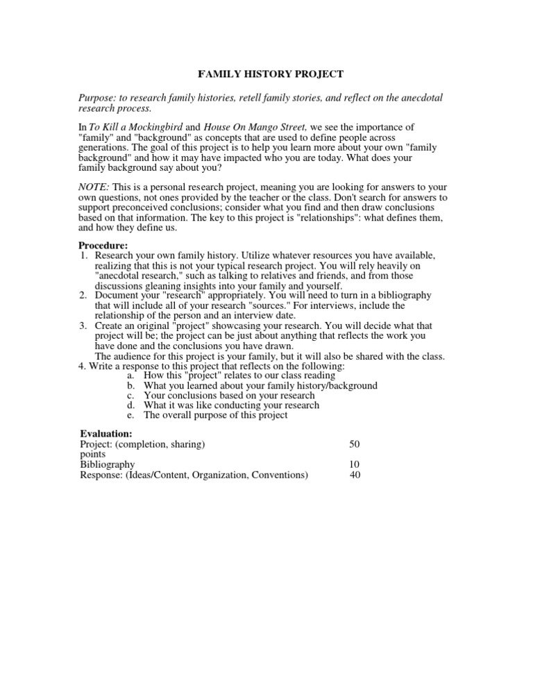 Family History Research Project Guide | PDF