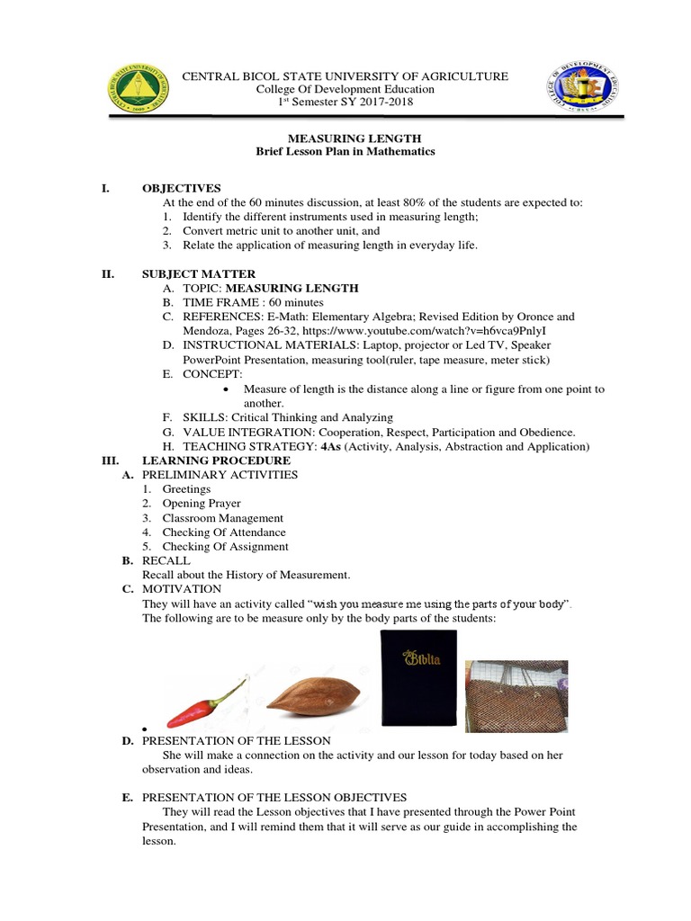 Brief LP On Measuring Length | PDF | Metre | Kilometre