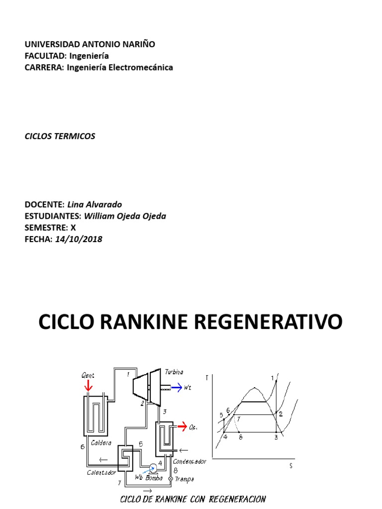 Ciclo Rankine Regenerativo | PDF | Termodinámica | Agua