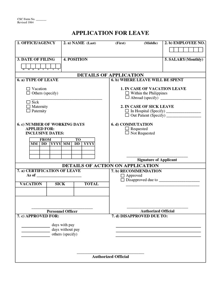 Government Leave Application Form | PDF | Government | Business