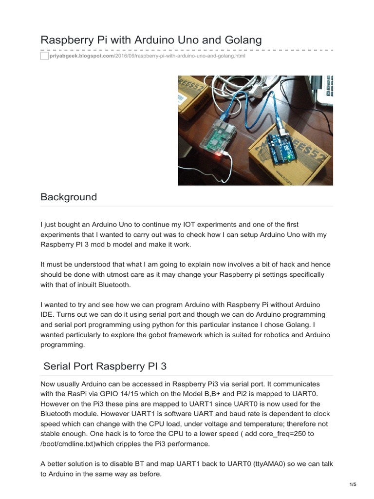 Raspberry Pi With Arduino Uno and Golang | PDF | Raspberry Pi | Arduino