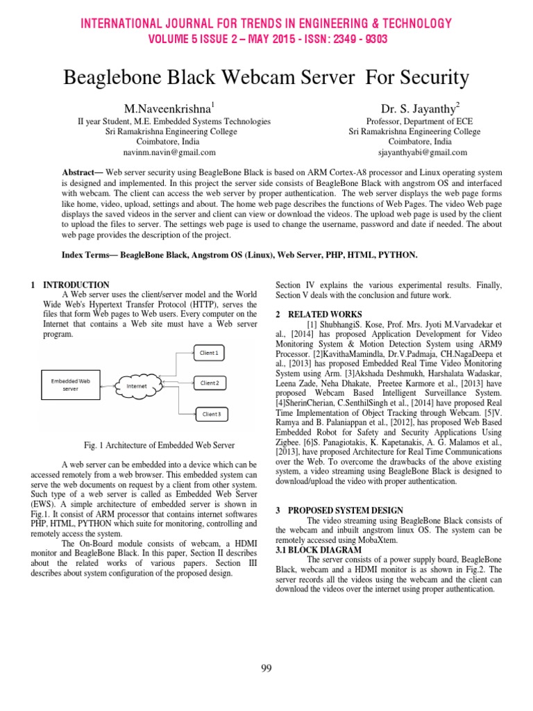Beaglebone Black Webcam Server For Security: M.Naveenkrishna Dr. S ...