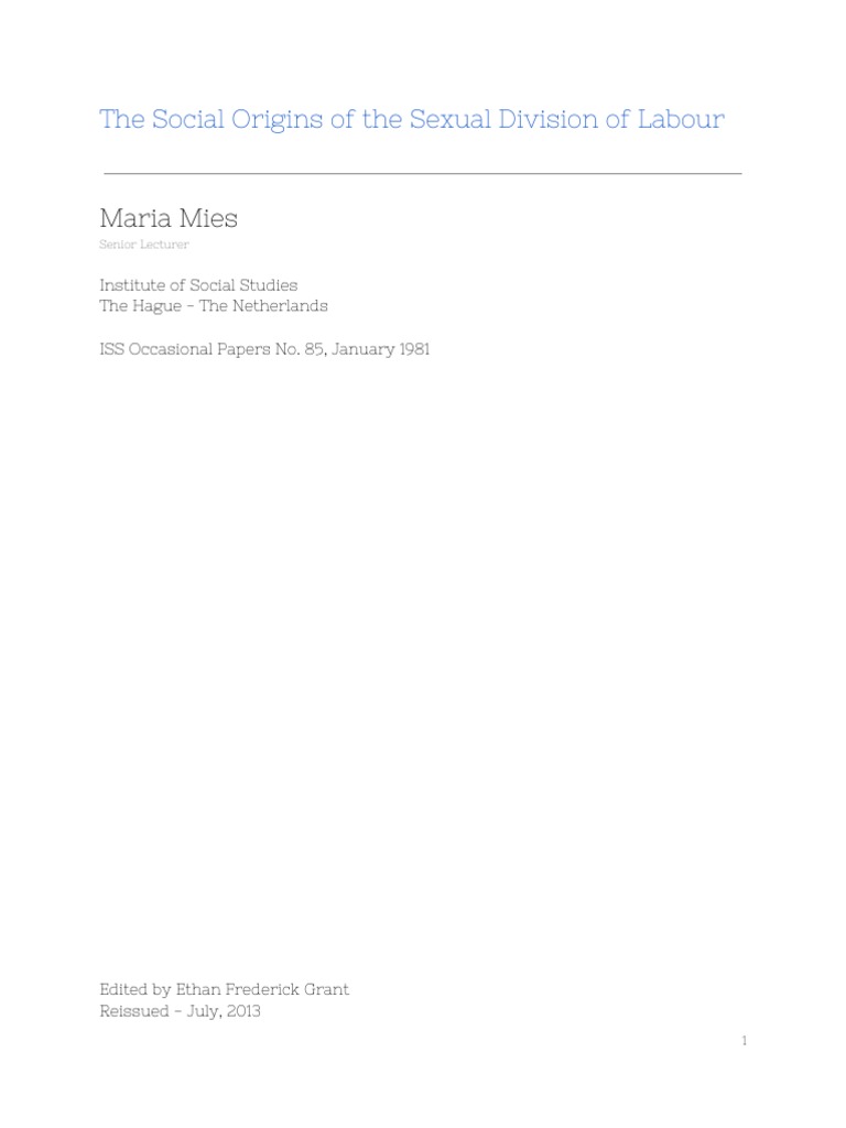 Social Origins of The Sexual Division of Labour PDF | PDF | Human ...