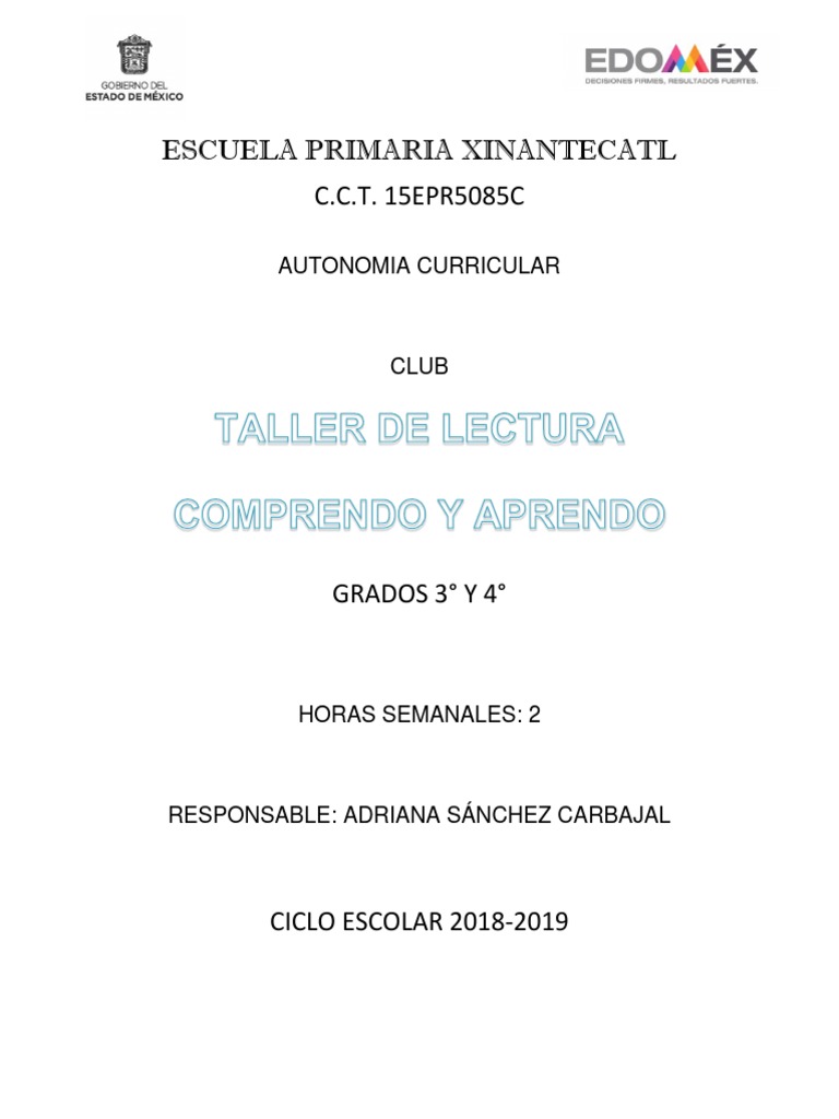 Club Lectura | PDF | Educación primaria | Comprensión lectora