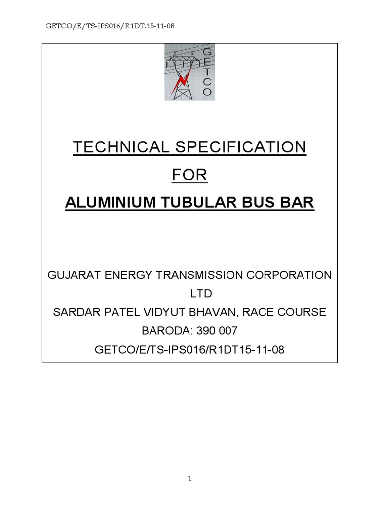 Technical Specification FOR: Aluminium Tubular Bus Bar | PDF | Pipe ...