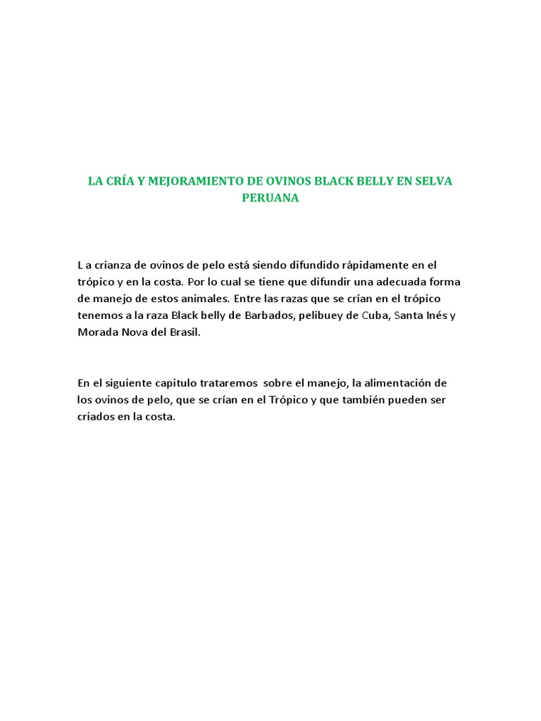 LA CRÍA Y MEJORAMIENTO DE OVINOS BLACK BELLY EN SELVA PERUANA ...
