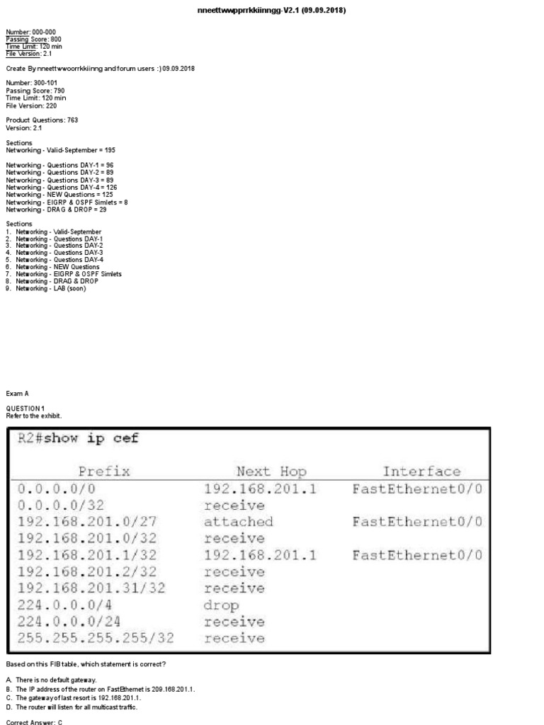 Networking Exam Questions V2.1 | PDF | I Pv6 | Ip Address