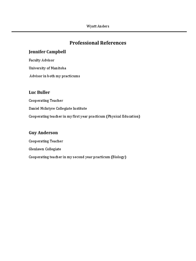 Professional References | PDF