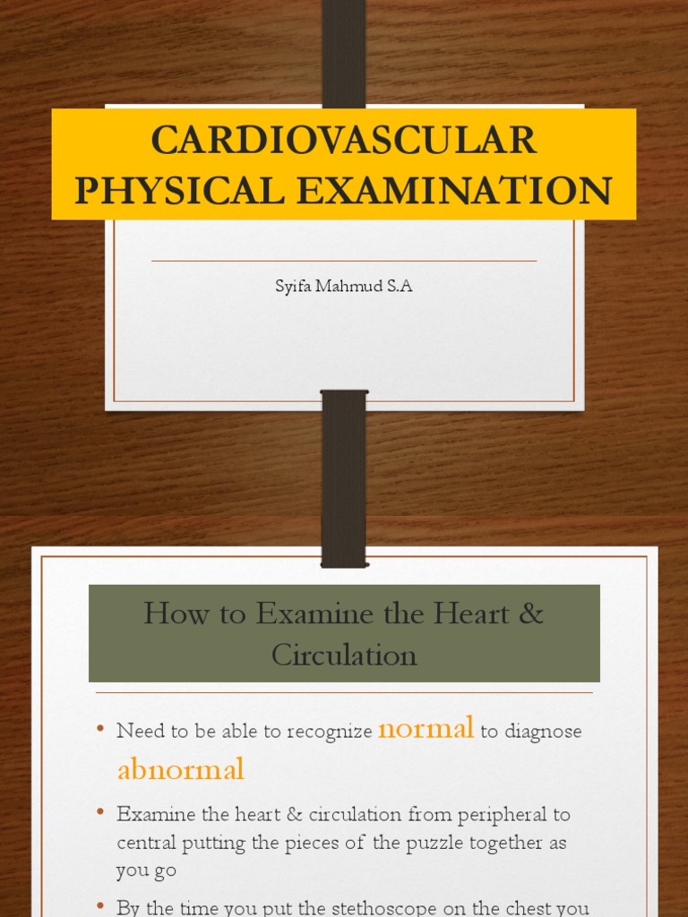 Cardiovascular Physical Examination - Syifa | PDF | Heart Valve | Pulse